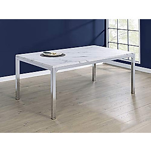 Coaster Furniture Athena Rectangle Marble Top Dining Table Carrara Mable and Chrome 110101