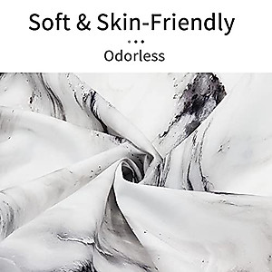 Gibelle Grey Marble Shower Curtain for Bathroom, Abstract Granite Marble Fabric Shower Curtain, Modern Luxury Art Waterproof Shower Curtain Set Unique Bath Accessories, White Gray, 72x72