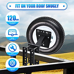 Tnyeobae Trailer Spare Tire Mount - Powder Coat Steel Black Spare Tire Mount Bracket for Trailer Boat or Rv, Fits 4 & 5 & 6 Lugs Wheels Max Loading Capacity 120 LBS (GY-STC0002)