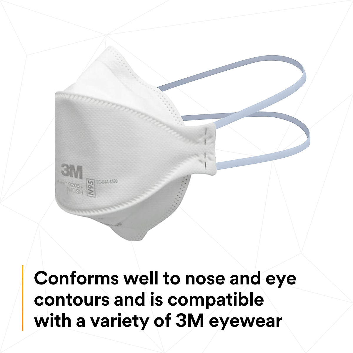 3M Aura Particulate Respirator 9205+, N95, Pack of 440 Disposable Respirators, Individually Wrapped, 3 Panel Flat Fold Design Allows for Facial Movements, Comfortable, NIOSH Approved
