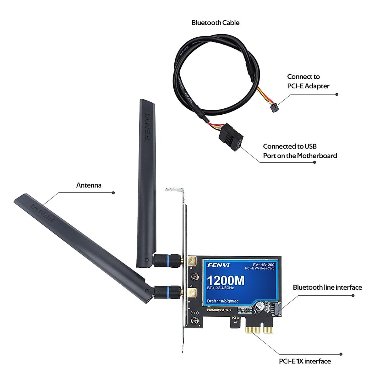 PCI-E WiFi Card BT4.0 for MacOS Windows 7/8/10/11 802.11a/g/n/ac PCI-E PCI Network Adapter mac-Compatible Wi-Fi AirDrop Handoff Instant Hotspot macOS MIMO Mac OS X natively Supported BCM4360 AC1200