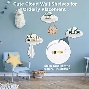 Tideme 3 PCS Wavy Cloud Wall Shelves, Cute Cloud Shelves Stands, Cute Simple Style Wall Shelf, Kawaii Room Wall Decor Wall Shelf Book Shelves for Wall Embellishment