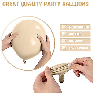 White Gold Balloons 60 Pcs, 12Inch Beige Gold Neutral Party Balloons, Matte White Ivory White Sand and Champagne Gold Latex Nude Balloons with Transparent Balloons for Boho Birthday Party Decorations