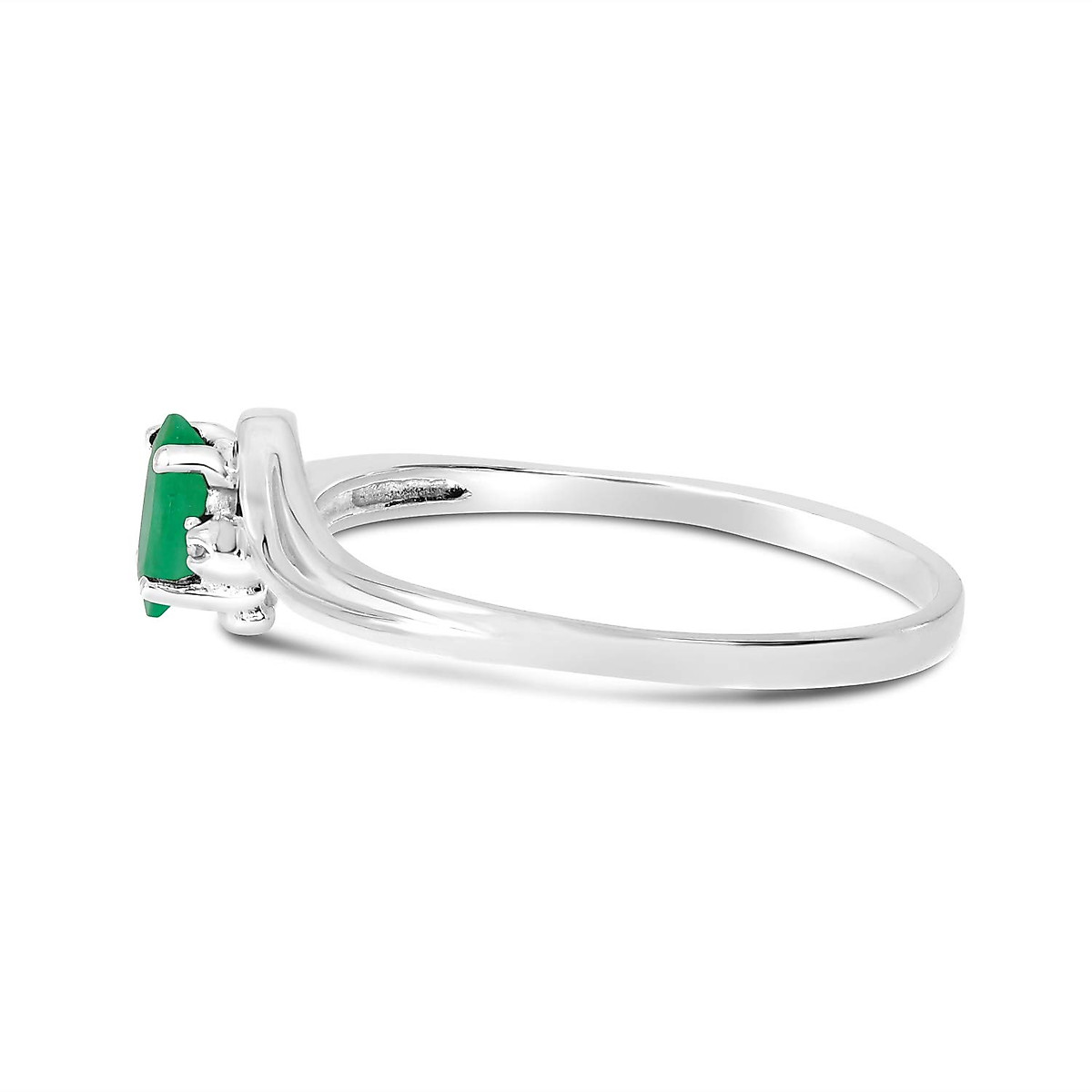 Direct-Jewelry 10k White Gold Oval Emerald And Diamond Ring (Size 4.5)