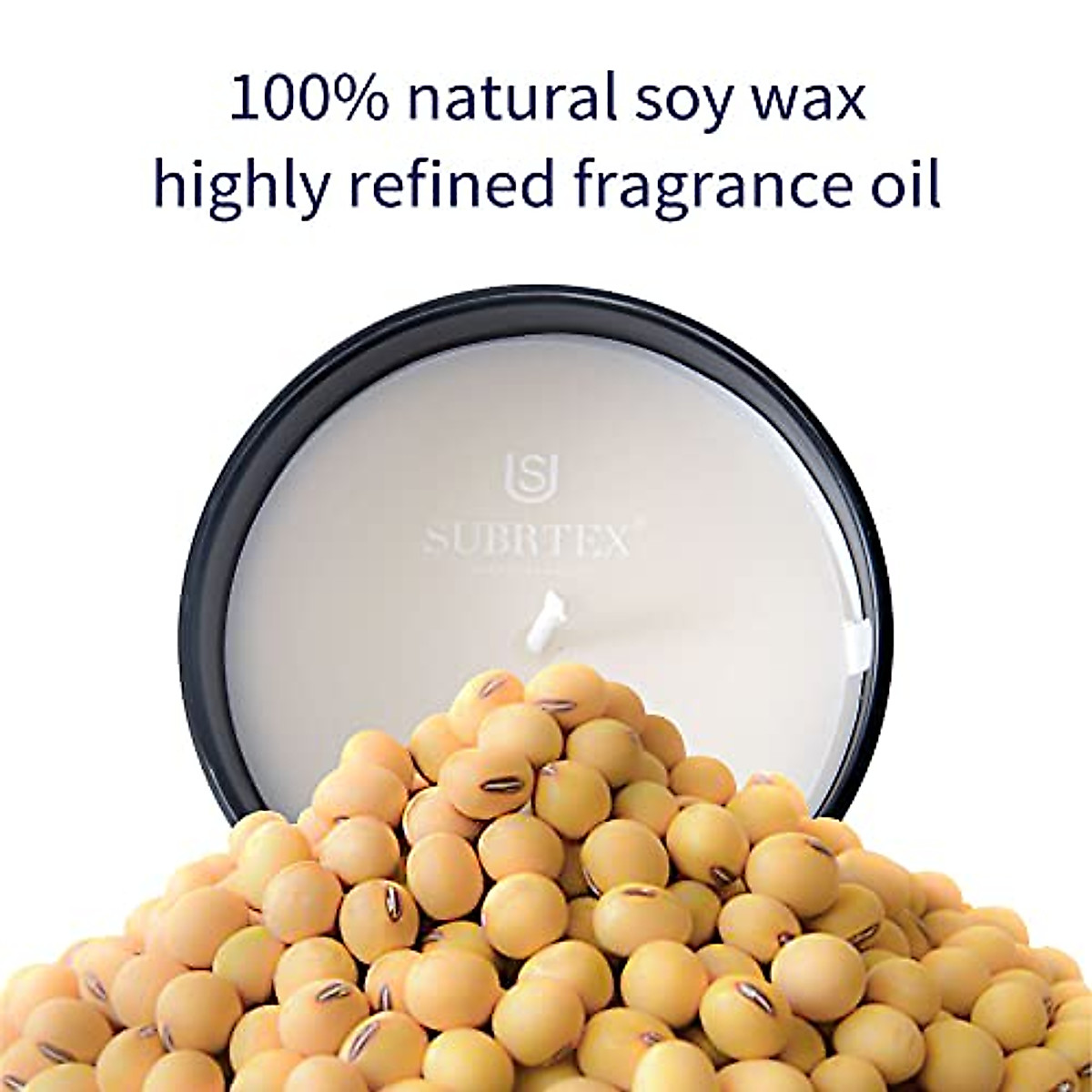 subrtex Citrus & Wood Scented Candles for Women, 12.3oz Large Jar Single Wick Candle, 70 Hours of Burn Time, Highly Scented Aromatherapy Candle Valentine's Day Gift for Bathing Massage