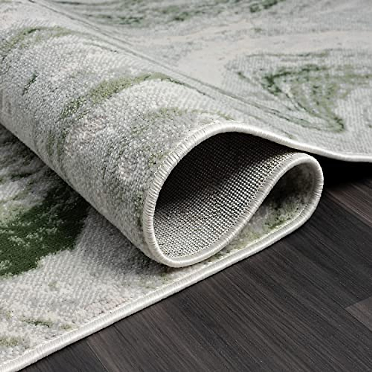 Abani Atlas 8'x10' Green/Grey Area Rug, Abstract Marble - Durable Non-Shedding - Easy to Clean