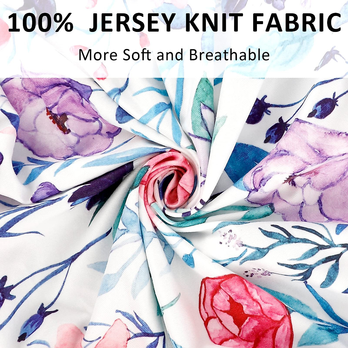 2 Pack of Floral Crib Sheets and Changing Pad Covers for Baby Girls Boys Universal Fit and Ultra Soft Stretchy Jersey Knit Fabric