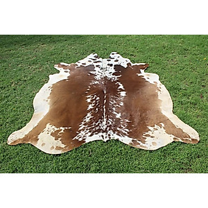 New Large 100% Brown & White Cowhide Leather Rugs Cow Hide Skin Carpet Area 26-30 SQ.FT (Brown & White)