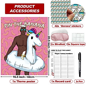PINGAMOO Bridal Shower Games, Pin The Banana on The Hunk, Bachelorette Bridal Shower Wedding Party Engagement Shower Games Girls Night Party 42 Guests