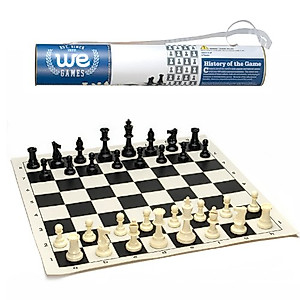 WE Games Chess Sets for Adults, Chess Board is 17 in., Chess Pieces with 3.08 inch King Travel Chess Set, Board Games Storage in Convenient Portable Carry Tube, Games for Adults