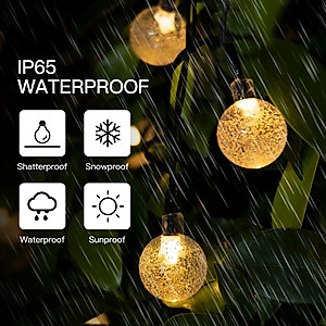 HODLON Solar Lights Outdoor Garden 50 LED 9.5M Waterproof Crystal Ball LED Fairy Lights Outdoor Solar Powered Lights, Decorative Lighting for Home, Garden, Party, Festival Warm White