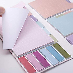 Floral Sticky Notes Set, Office Supplies for Women, Cute School Supplies, Colored Divider Self-Stick Notes Pads Bundle, Large and Small Sticky Notes Set Colored Divider Sticky Notes, Flower Theme Desi