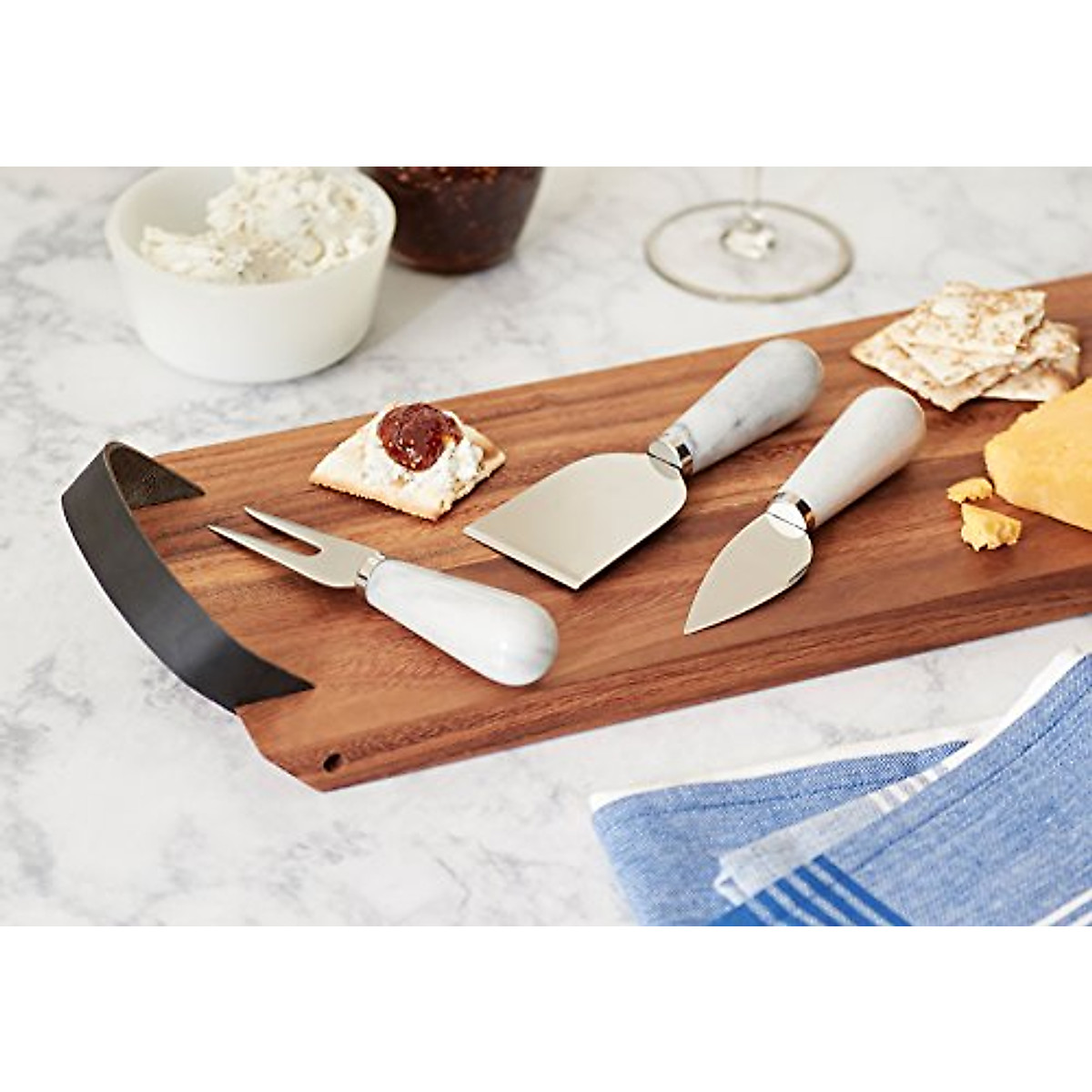 Fox Run Premium 3-Piece White Marble Cheese Knife Set, 1.5 x 4.25 x 6.75 inches