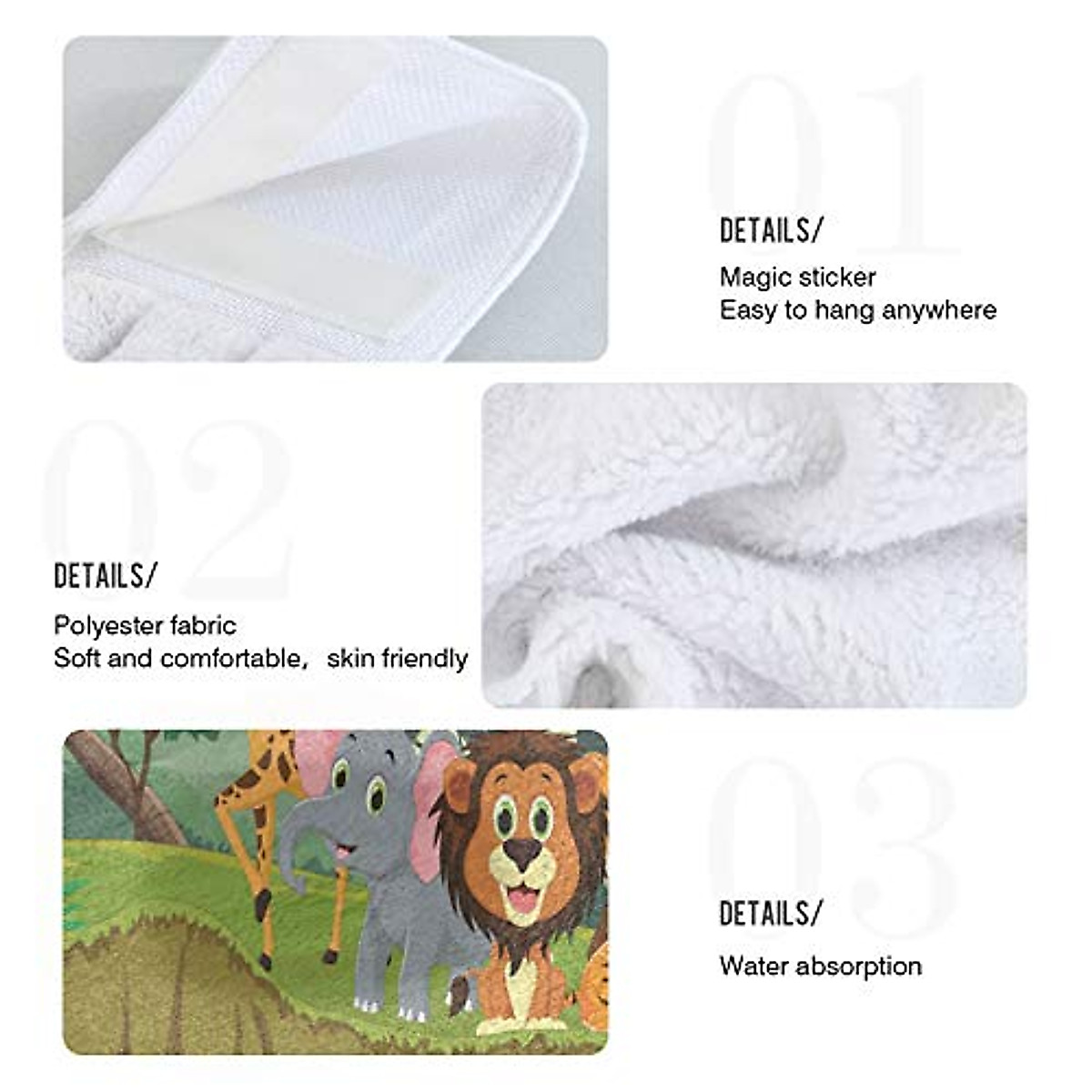 Alaza Animal Jungle Monkey Tiger Giraffe Lion Elephant Kitchen Towels Tea Towels Dish Towels with Hanging Loop 2 Pack