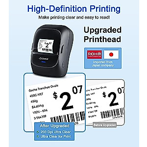 CLABEL Barcode Label Printer, 221B Bluetooth Thermal Label Maker Printer for Addresses, Business, Clothing, Labeling, Mailing, Compatible with Android & iOS System, with 1 Roll Label