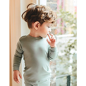 VAENAIT BABY Kids Long Sleeve Modal Sleepwear Pajamas 2pcs Set Modal Mint S