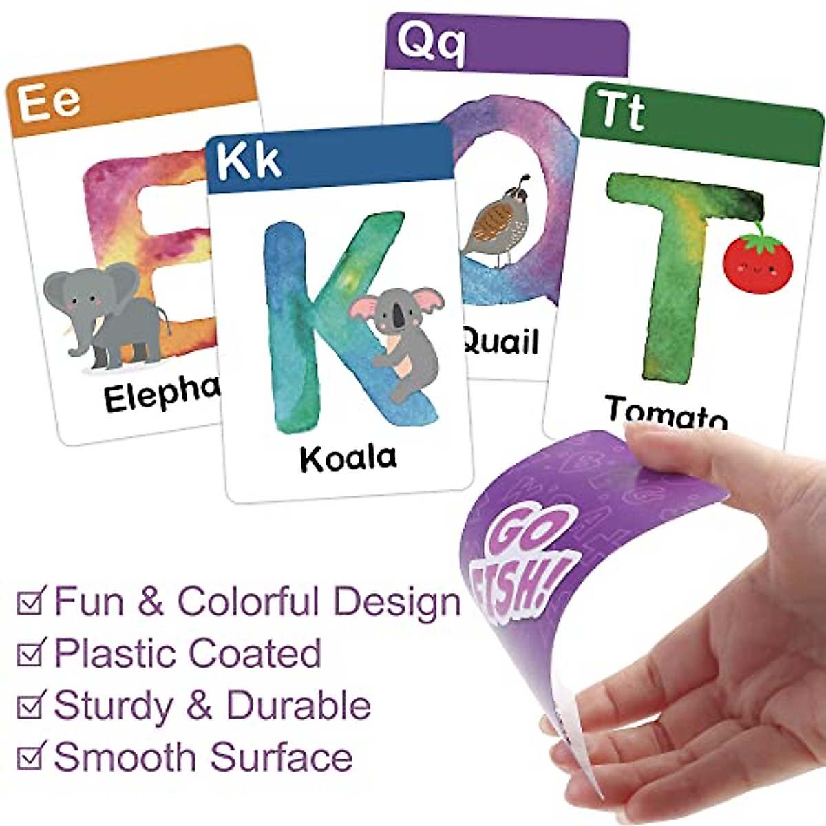 BenBen Alphabet Go Fish Card Game for Kids,104 Cards, Oversized ABC Learning Playing Cards, Memory Matching Games, 2-8 Players, Ages 3 and up, Easter Basket Stuffers, Stocking Stuffers