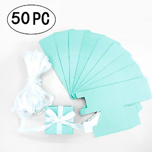 AKIO CRAFT Turquoise Small Cube Candy Boxes Bulk Teal Blue Wedding Party Favors Gift Boxes Baby Bridal Shower Thank You Treat Candy Boxes Supplies, 2x2x2 inch, 50pc