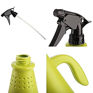 ZEAYEA 2 Pack Watering Can with Sprayer, 1 L Long Spout Watering Pot, Dual Purpose Spray Bottle for House Plant Outdoor Garden Flower, Green and Brown