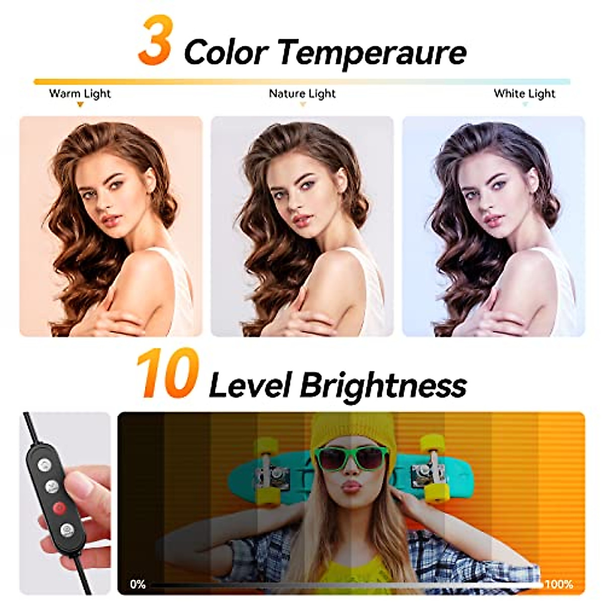 TODI 12" Ring Light with 63" extendable Tripod Stand, Selfie Ring Light with Phone Holder and Wireless Remote, 【2-in-1】 Dimmable LED Ring Light & Selfie Stick for Makeup/Live Stream/Photography