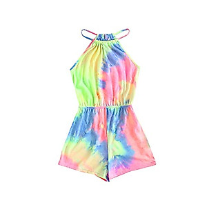 SOLY HUX Girl's Casual Summer Halter Romper Sleeveless Jumpsuit Multicoloured 8Y