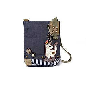 Chala Handbags Canvas Crossbody Messenger Bags with White Slim Cat Coin Purse Combo (Denim)