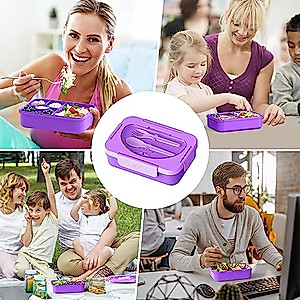 Lunch Box Kids, Bento Box, 1350ML Bento Lunch Box for Kids, Lunch Containers with 5 Compartments Utensils Food Picks Cake Cups, Leak-proof Bento Box Adult Lunch Box for Boys Girls Toddler, Purple