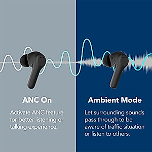 KNZ PUREFECT True Wireless Stereo Earbuds with Hybrid Active Noise Cancellation, Environmental Noise Cancellation (ENC) and Ambient Mode, Bluetooth 5.2, Wireless Charging, USB C, IPX5, Immersive Sound