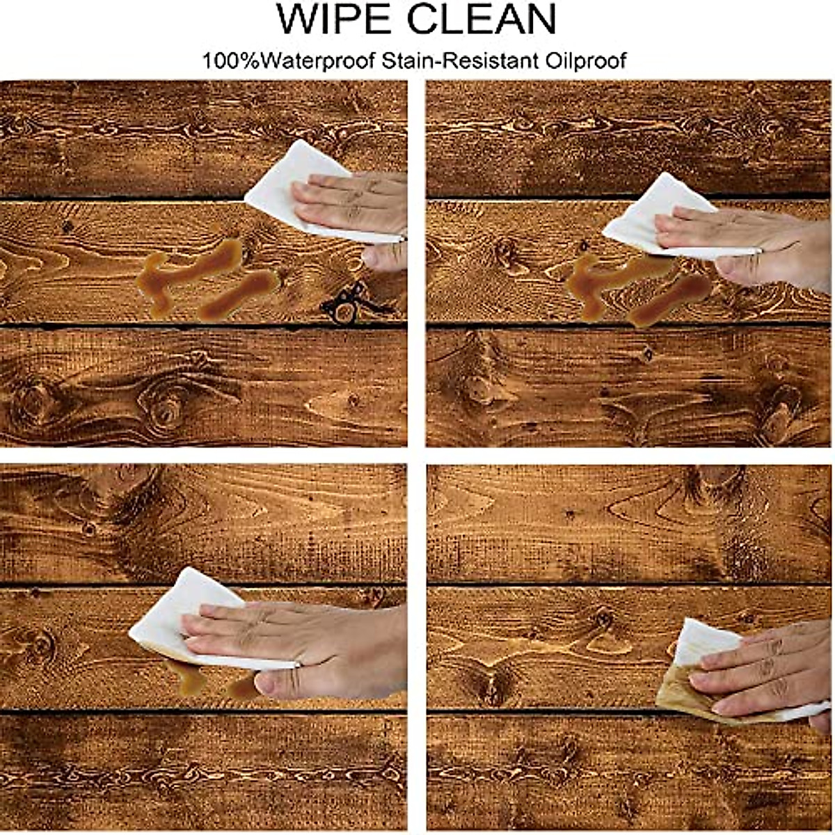 Wood Plank Rectangle Elastic Fitted Tablecloth, Wood Plank Texture Print, Suitable for Camping Party and Picnic, 24"x 48" Table Cover for 4ft Folding Table