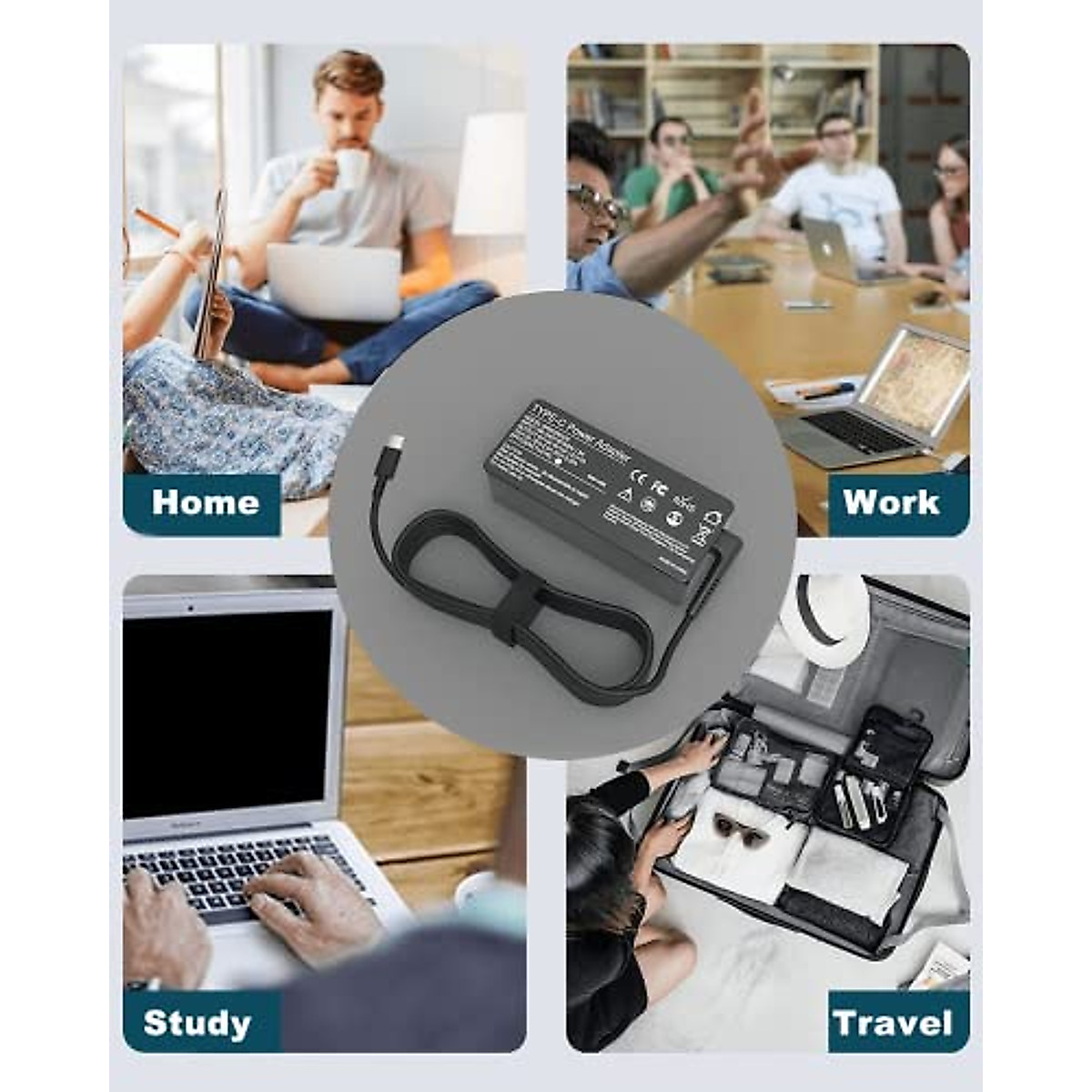 65W 60W USB Type C Charger for Dell Latitude 5420 5520 7420 5530 7430 5430 7410 5320 7320 7340 7530 9430 for Dell Chromebook 3100 3110 2 in 1 XPS 13 Plus 9320 LA65NM190 HA65NM190 AC Power Adapter