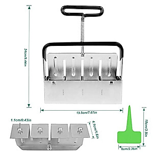 Top Hill Soil Blocker, 4 x 2 Manual Quad Soil Blocker, Soil Block Maker with Comfort-Grip Handle, Hand-held Soil Block Mold, Mini Hand Held Soil Block for Seedings, Cuttings, Seed Stater Tray