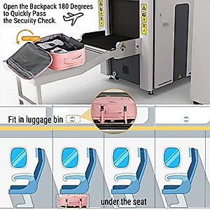 Lekebobor Travel Backpack for Women Men Carry on Backpack Flight Approved 17 Inch Luggage Daypack 40L Business College Weekender Overnight Laptop Backpack with 6 Packing Cubes,Pink