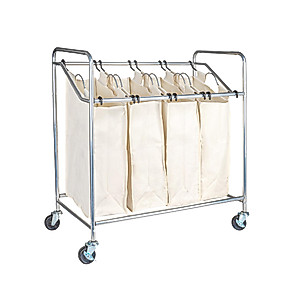 Household Essentials Four Bag Laundry Sorter, Chrome Finish