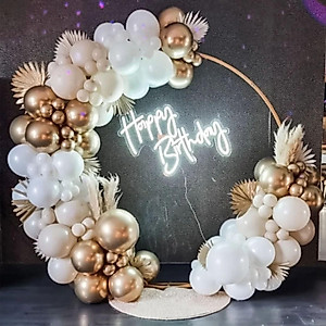 White Sand Gold Balloons Garland Arch Kit, 156pcs White Metallic Chrome Gold Nude Latex Balloons for Boho Neutral Wedding Bridal Baby Shower Engagement First Communion Baptism Birthday Decorations