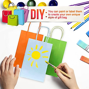 Florskoye Gift Bags 24 Pieces Kraft Paper Party Favor Bags with Handles, 8 Colors Rainbow Goodie Bags Candy Bags Bulk for Kids Birthday, Baby Shower, Christmas, Parties, Wedding (Small Gift Bags 5.1 x 3.1 x 8.2 Inch)