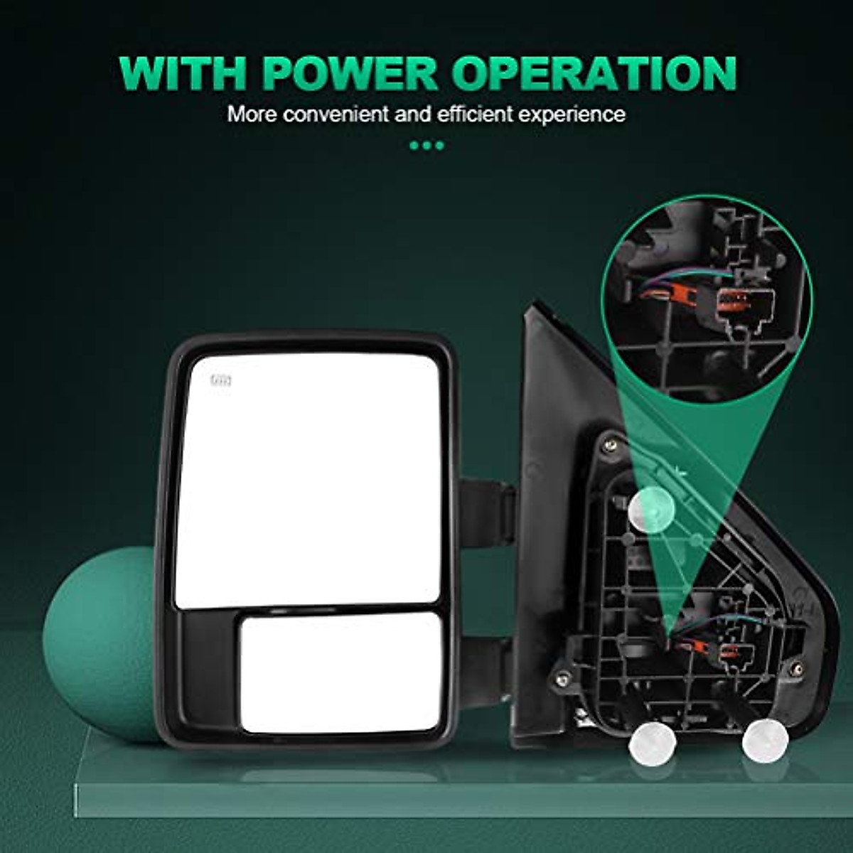 AUTOMUTO Towing Mirrors Left and Right Side Tow Mirrors Power Adjusted Heated Turn Signal Puddle Width Auxiliary Light Chrome Housing Fit Compatible with 2004-2014 For Ford For F-150 Pickup Truck