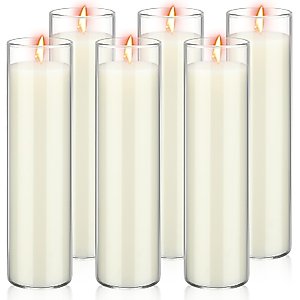 FoldTier 6 Pcs White Devotional Candles in Glass 2 x 8 Inches Catholic Candles Soy Wax Votive Prayer Candles Long Burning Religious Candles for Christmas Sanctuary Vigils Blessing Church Meditation