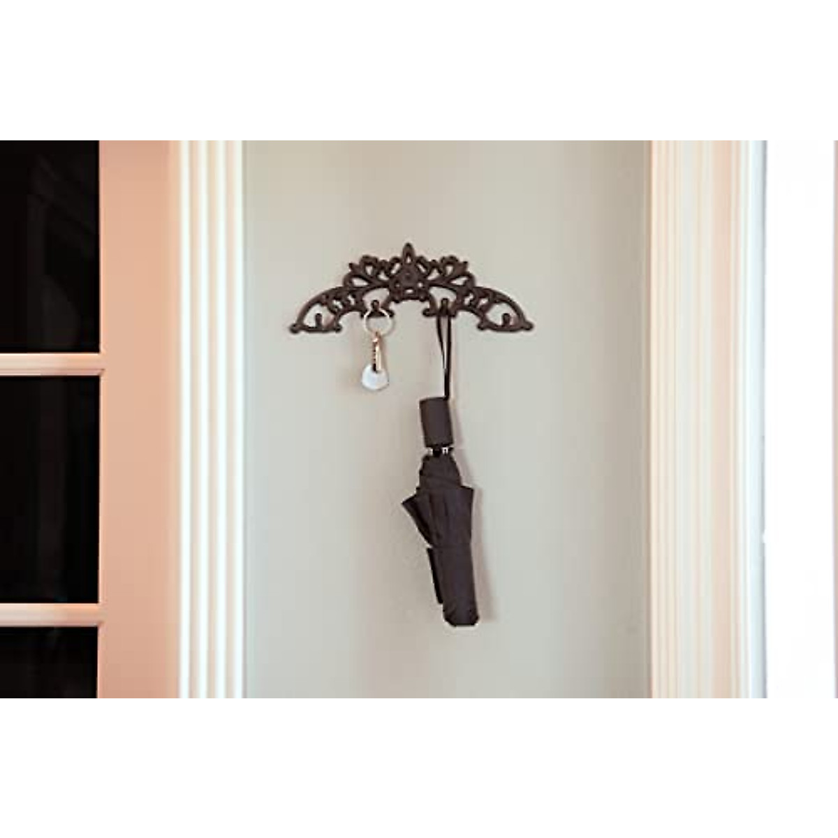 gasare, Decorative Hooks, Key Holder for Wall, Cast Iron Hooks, Wall Mount Screws and Anchors, 12 x 4 ½ Inches, Brown, 1 Unit