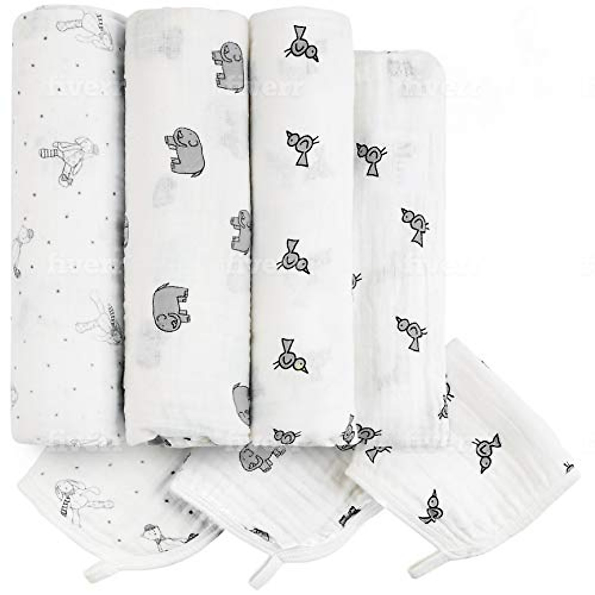 Maki's Connecting Hearts Baby Muslin Swaddle Blankets 3 + 3 Pk Large100% Cotton Newborn Receiving Blanket
