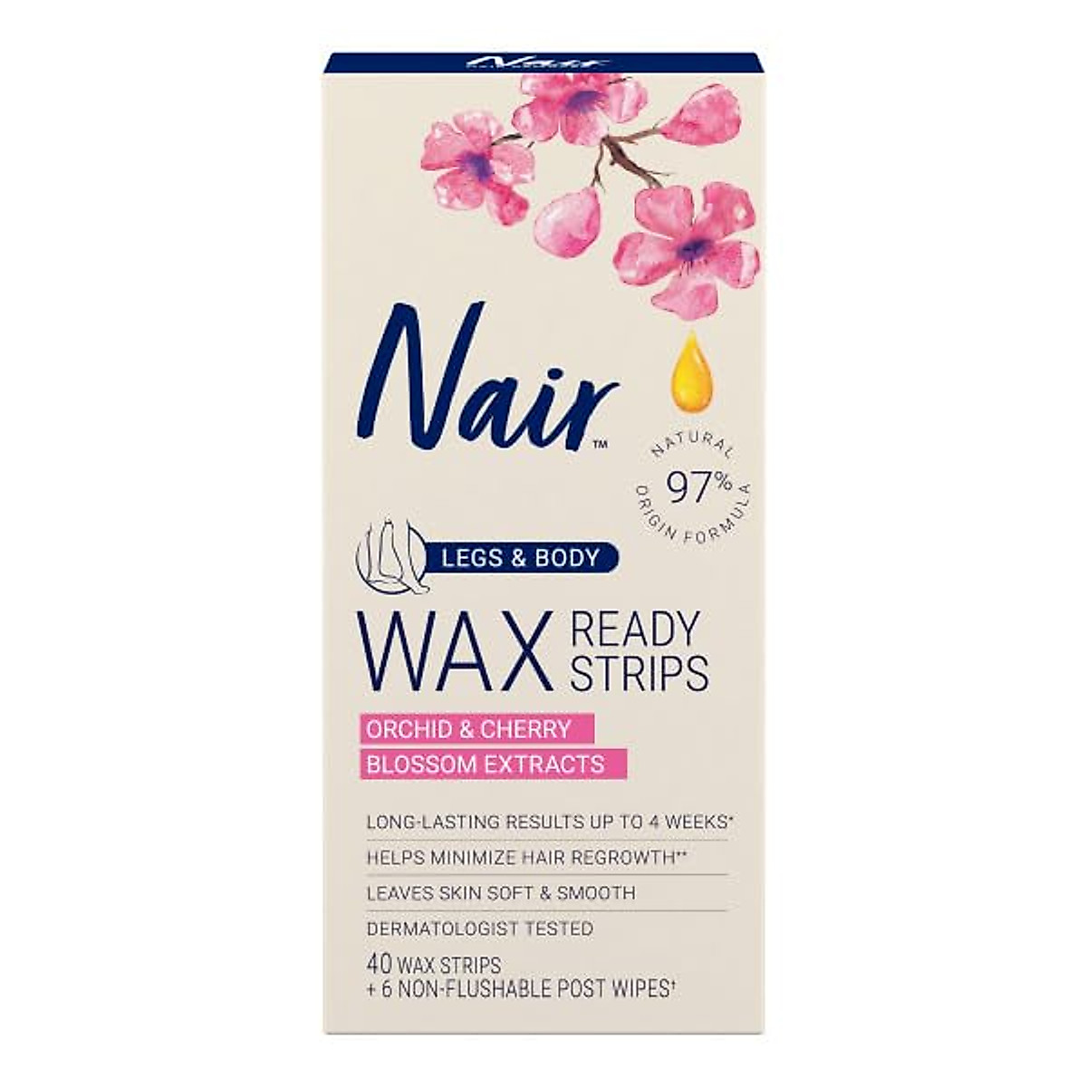 Nair Hair Remover Wax Ready-Strips 40 Count Legs/Body (3 Pack)