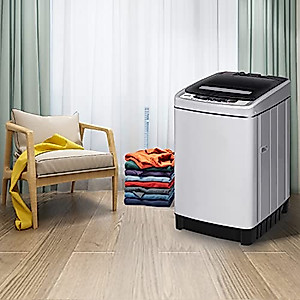 KUMIO 1.5CU.FT Automatic Portable Washing Machine, 11Lbs Compact Washing Machine with 8 Programs 10 Water Levels| LED Display| Child-Lock Function| Space Saving for Apartments, Dorms, RV
