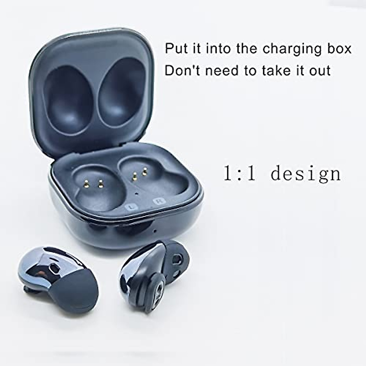 Luckvan Galaxy Buds Live Ear Tips Replacement Buds Live Ear Wing Tips Silicone Earbuds Cover Skin Cap Ear Tips for Samsung Galaxy Buds Live Case Cover Anti-Slip Fit in Charging Case(Black+Black)