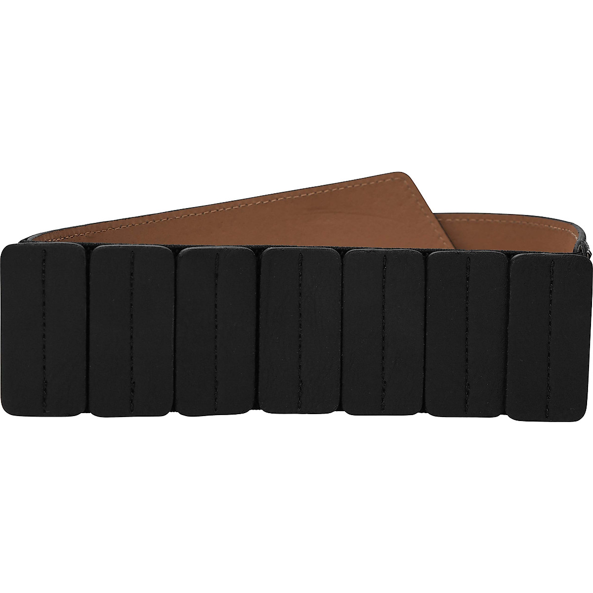 BlackButterfly Wide Elastic Stretch Retro Metal Interlock Buckle Belt (Black, US 10-12)