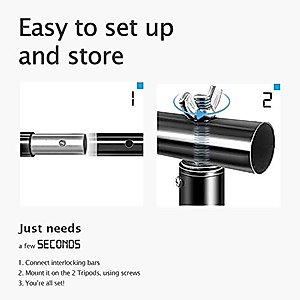 LimoStudio 10 x 9.6 feet Large and Heavy Duty Backdrop Stand with Elastic String Clip, Crossbar Ring Clip, Spring Clamp, Background Support System Kit for Photography, Events, AGG3002