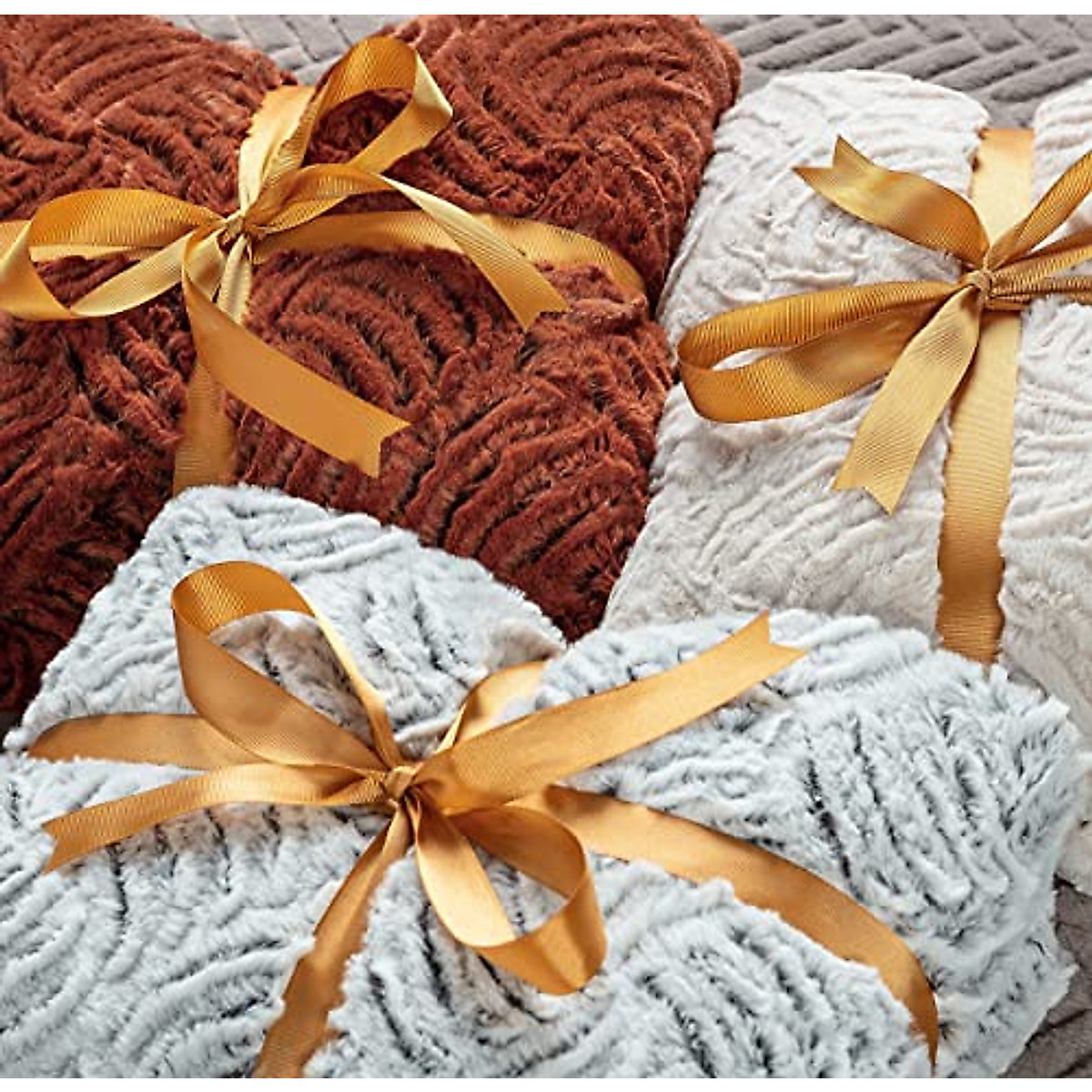 Chanasya Soft Textured Black White Faux Frost Tip Fur and Velvety Mink Throw Blanket - Cozy Blanket for Sofa Chair Couch Bed and Living Room - Silky Royal Luxurious Blanket (50x65 Inches) White