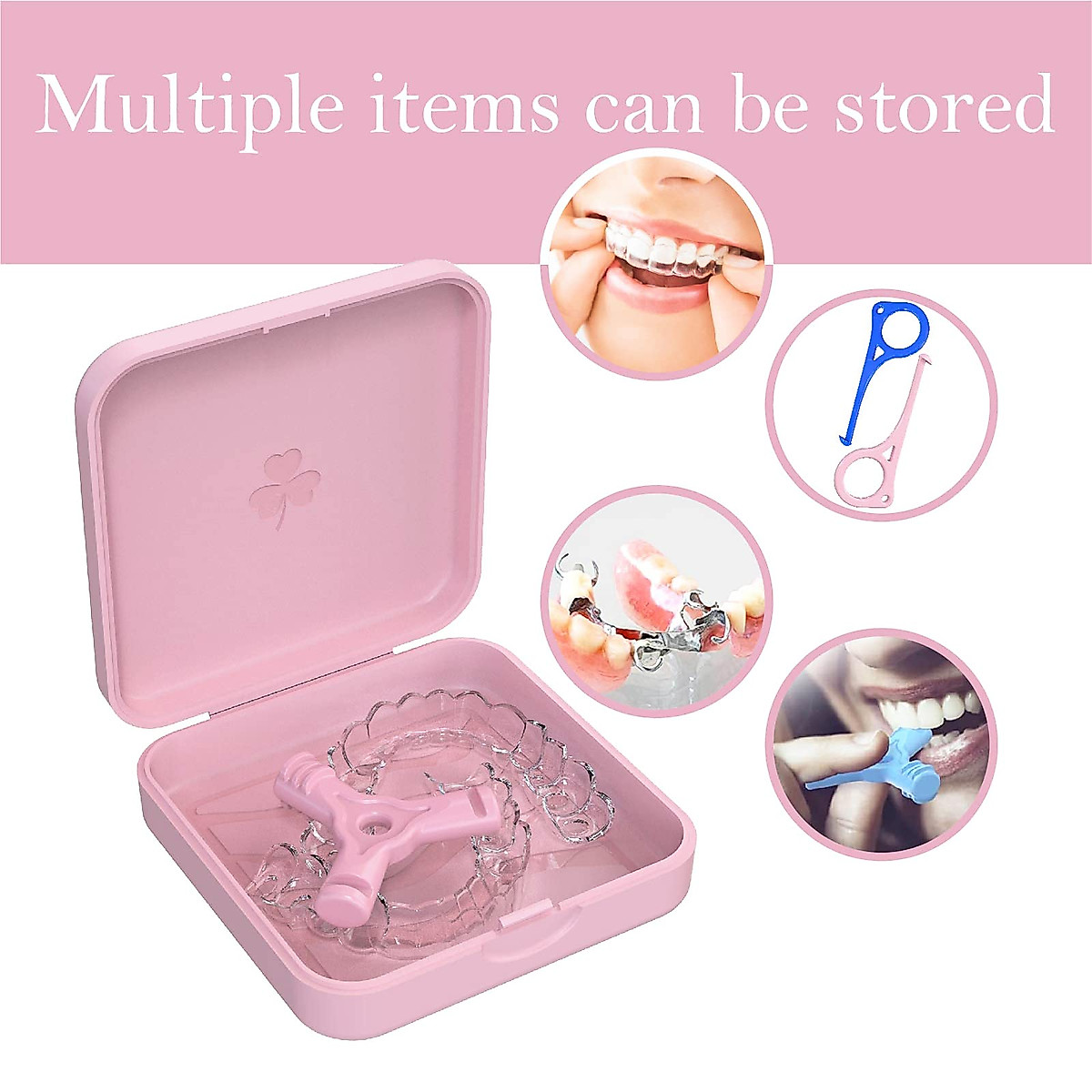 Retainer Case Compatible with Invisalign, ARGOMAX Aligner Case, Braces Box, 1 Piece Orthodontic Box (Pink).