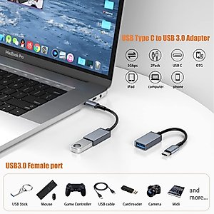 sunshot USB C to USB 3.0 Adapter [2 Pack],USB C to USB A Adapter, USB Type-C to USB,Thunderbolt 3 to USB Adapter OTG Cable for iPhone 15/15 Pro/15 Plus/15 Pro Max, MacBook Pro/Air, Galaxy S20 etc.