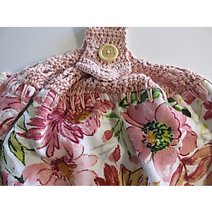 Pink & Gold Sunflowers Crochet Top Double Layer Fall Hanging Towel - Blush Cotton Crochet Top