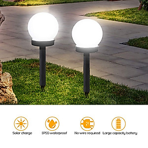 fangzi Solar Ball Light,2Pcs Outdoor Waterproof L-ED Solar Ball Light Garden Lawn Lamp Path Ground Light