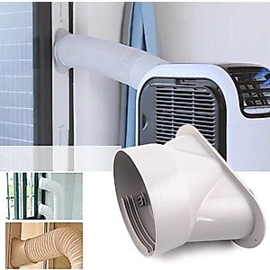 FOLOU 5.9 inch Air Conditioner Portable Exhaust Hose Window Adapter, AC Tube Connector for Vent Seal Kit Plate, Portable Air Conditioning Flat Body Duct Interface Pipe Accessories 15*1.5*7.5cm